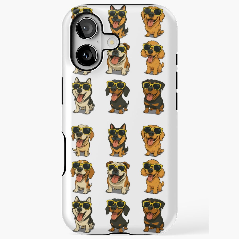 Cool Puppies With Shades Cartoon Dog Phone Case with iPhone 17 to 11 ...
