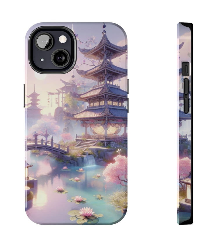 Cool Purple Japanese Landscape Phone Case for iPhone 11 to 17 A Scenic ...