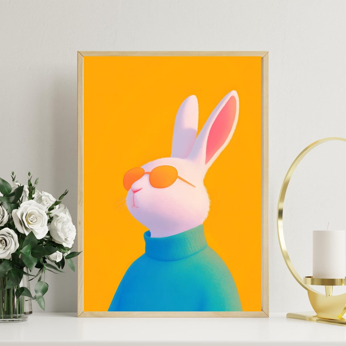Cool Rabbit With Sunglasses Poster, Trendy Rabbitcute Bunny Art, Modern ...
