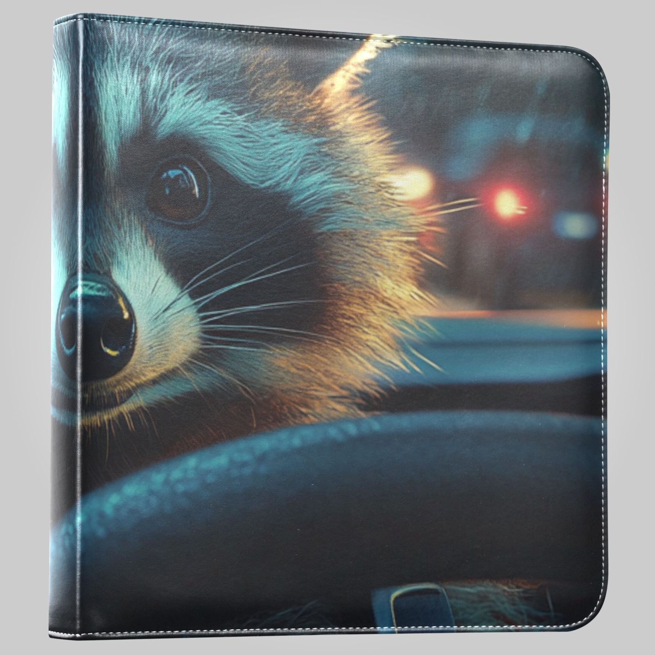 Cool Raccoon Drive in Dark PU Leather Photo Albums 3 Rings Binder ...
