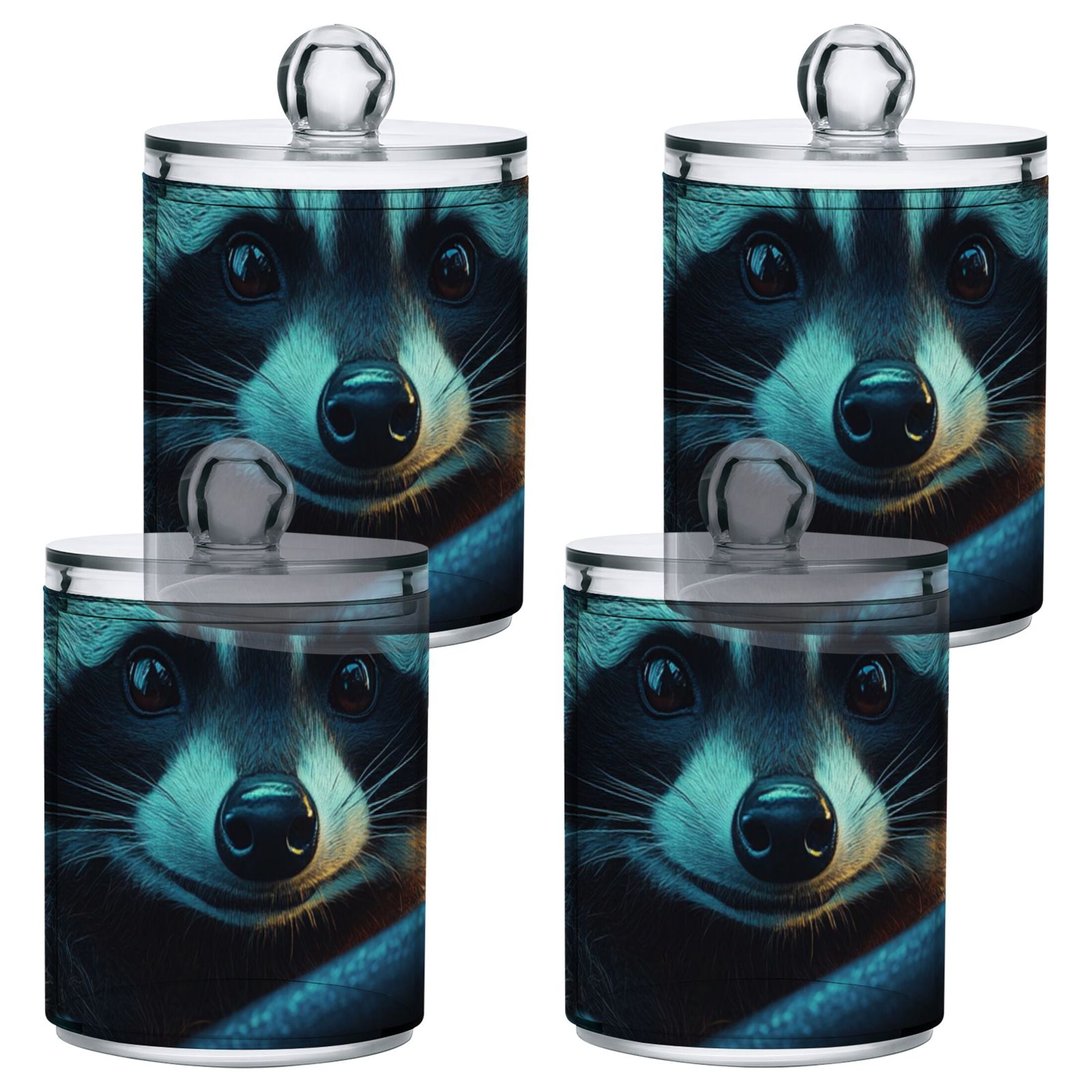 Cool Raccoon Drive in Dark Translucent Plastic Cans Storage Canisters ...