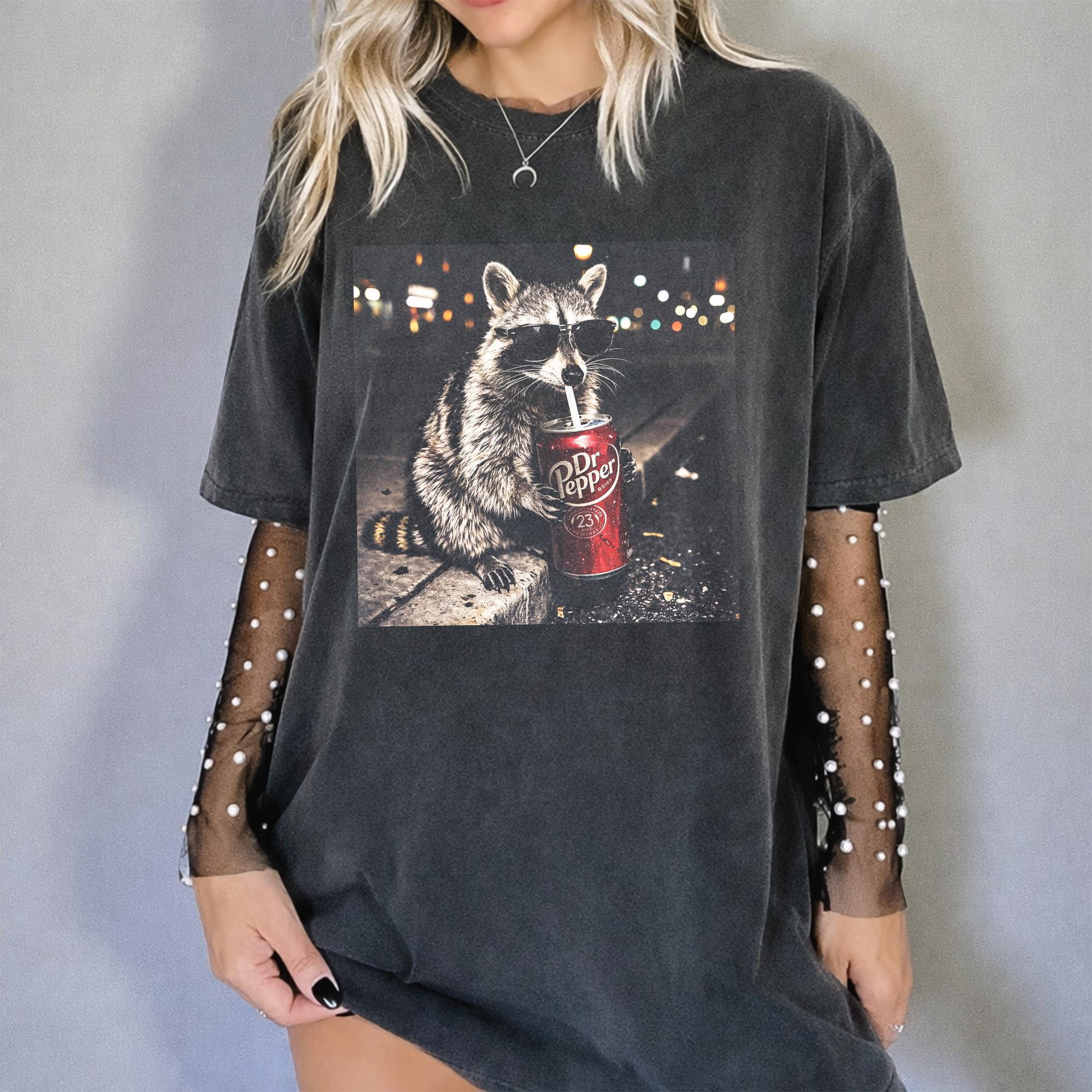 Cool Raccoon Graphic Tee, Fun Animal Lover Shirt, Vintage Raccoons Dr ...