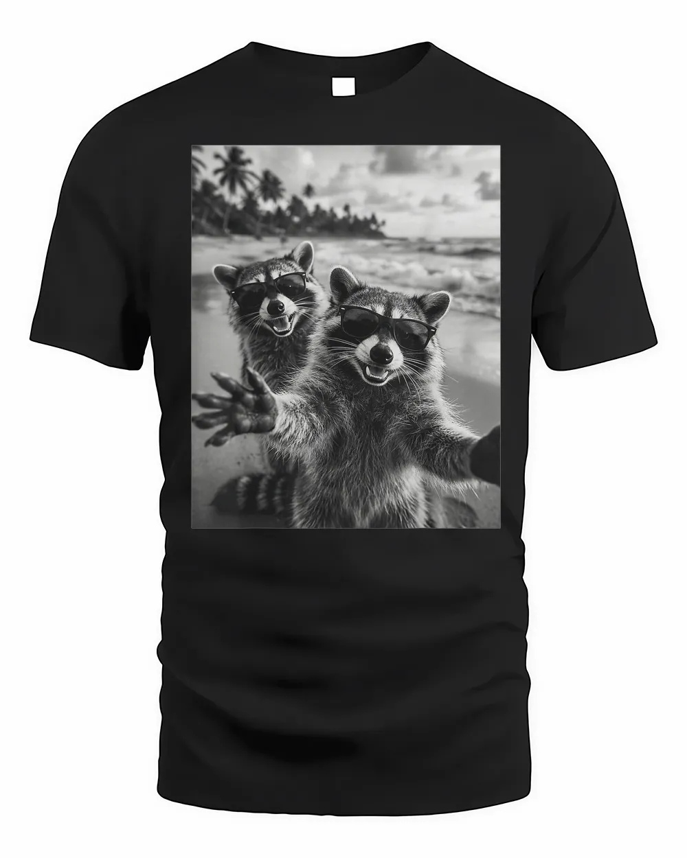 Cool Raccoon Selfie at The Beach Cute Raccoons Shirt - Walmart.com