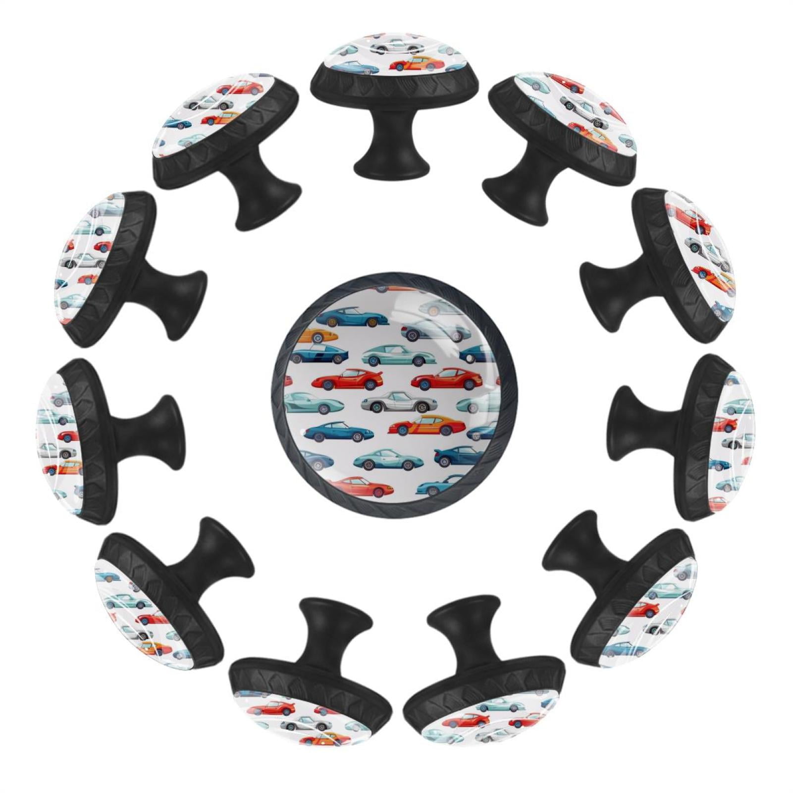 Cool Race Cars Seamless Pattern 35MM Round Glass Cabinet Knobs, Kitchen ...