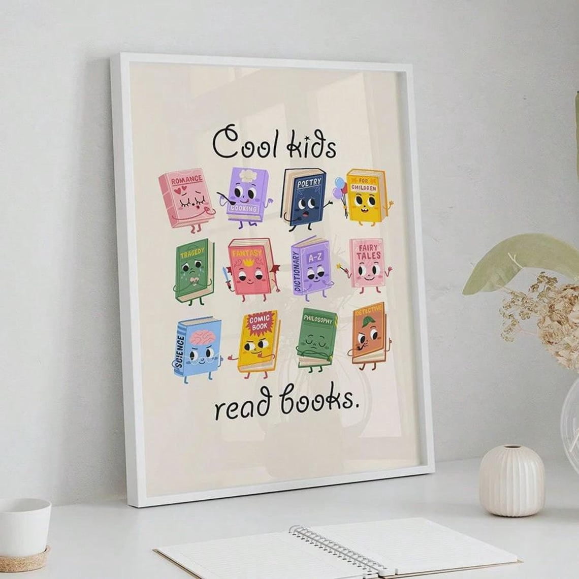 Cool Read Books Poster Reading Corner Decor Poster Nursery or Playroom ...