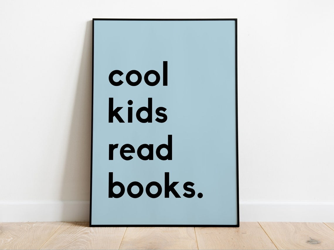 Cool Reading Books Illustration Wall Art for Room, Unframed Canvas Size ...