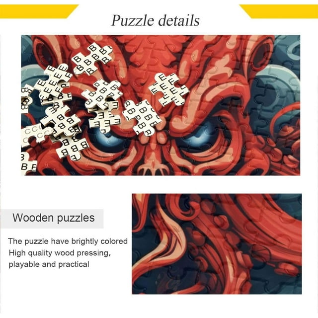 Cool Red Octopus Jigsaw Puzzle 1000 Pieces, Zigsaw with Storage Bag and ...