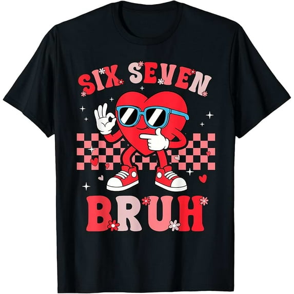 Cool Retro Heart Bruh Meme for Men Women Valentine Graphic Short Sleeve ...
