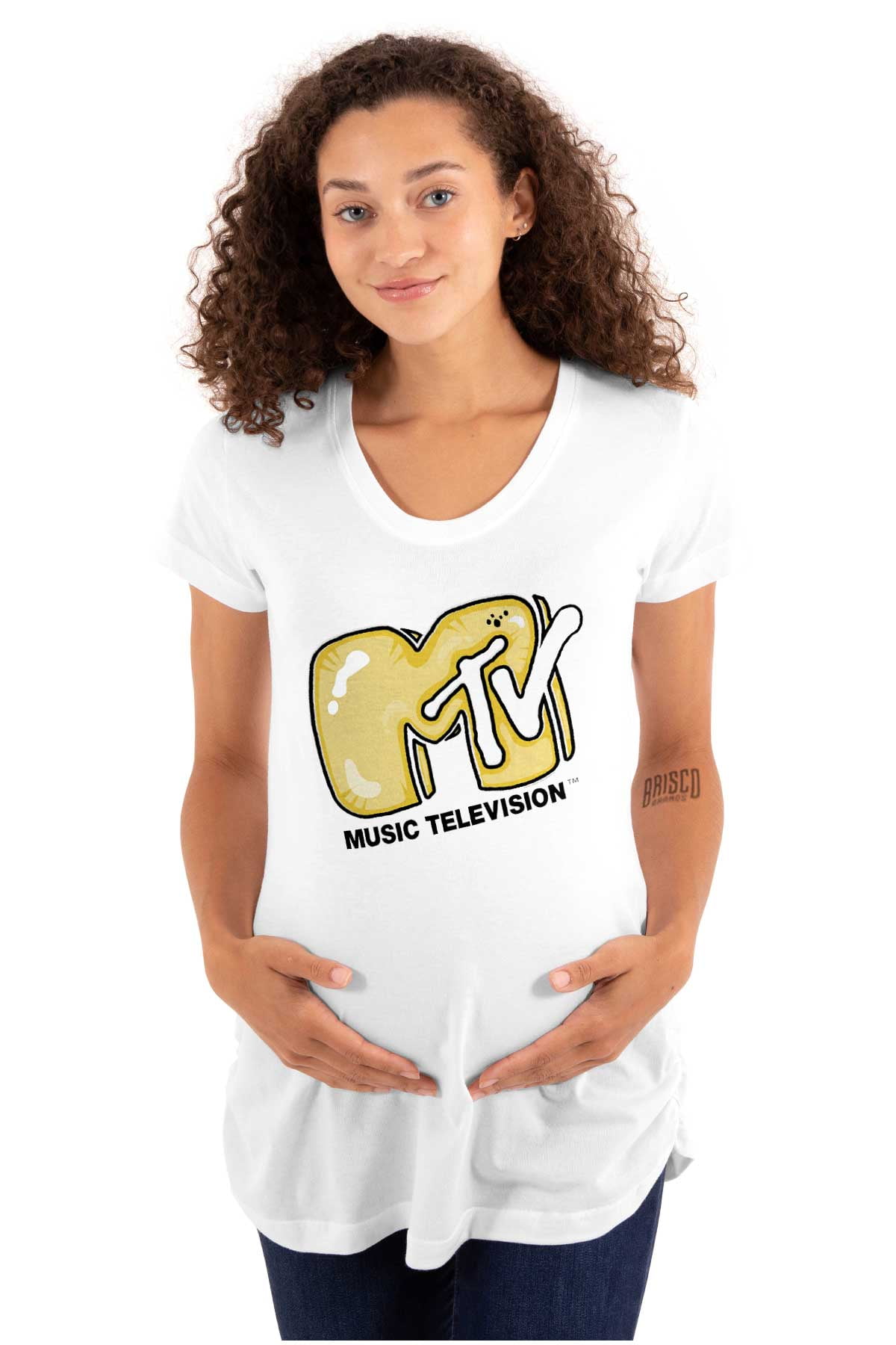 Cool Retro MTV Bubble Balloon Logo Women's Maternity T Shirt Tee Brisco ...