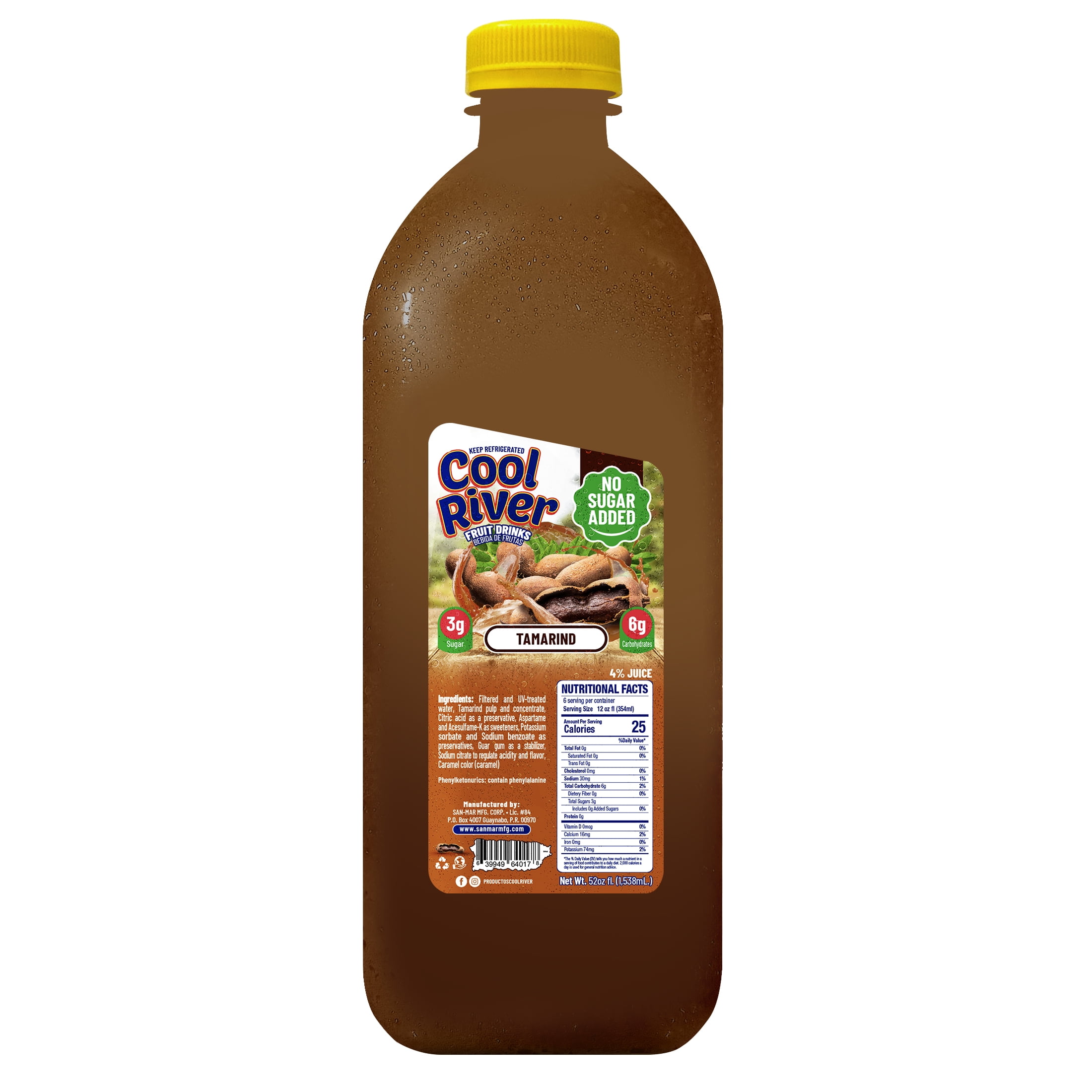 Cool River, No Sugar Added, Tamarind Fruit drink, Refrigerated 52 fl oz ...