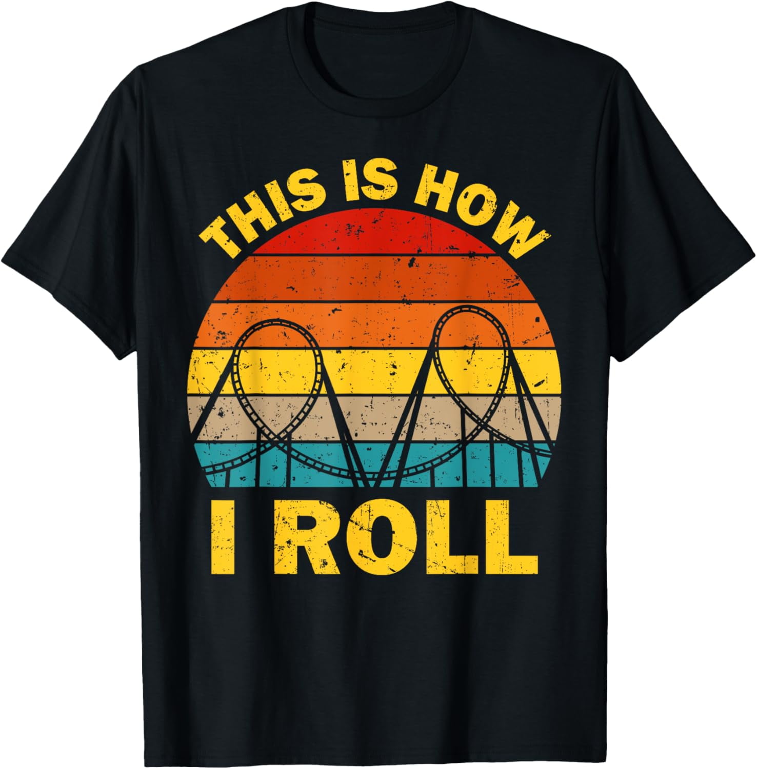 Cool Roller Coaster For Men Women Amusement Theme Park Retro T-Shirt ...