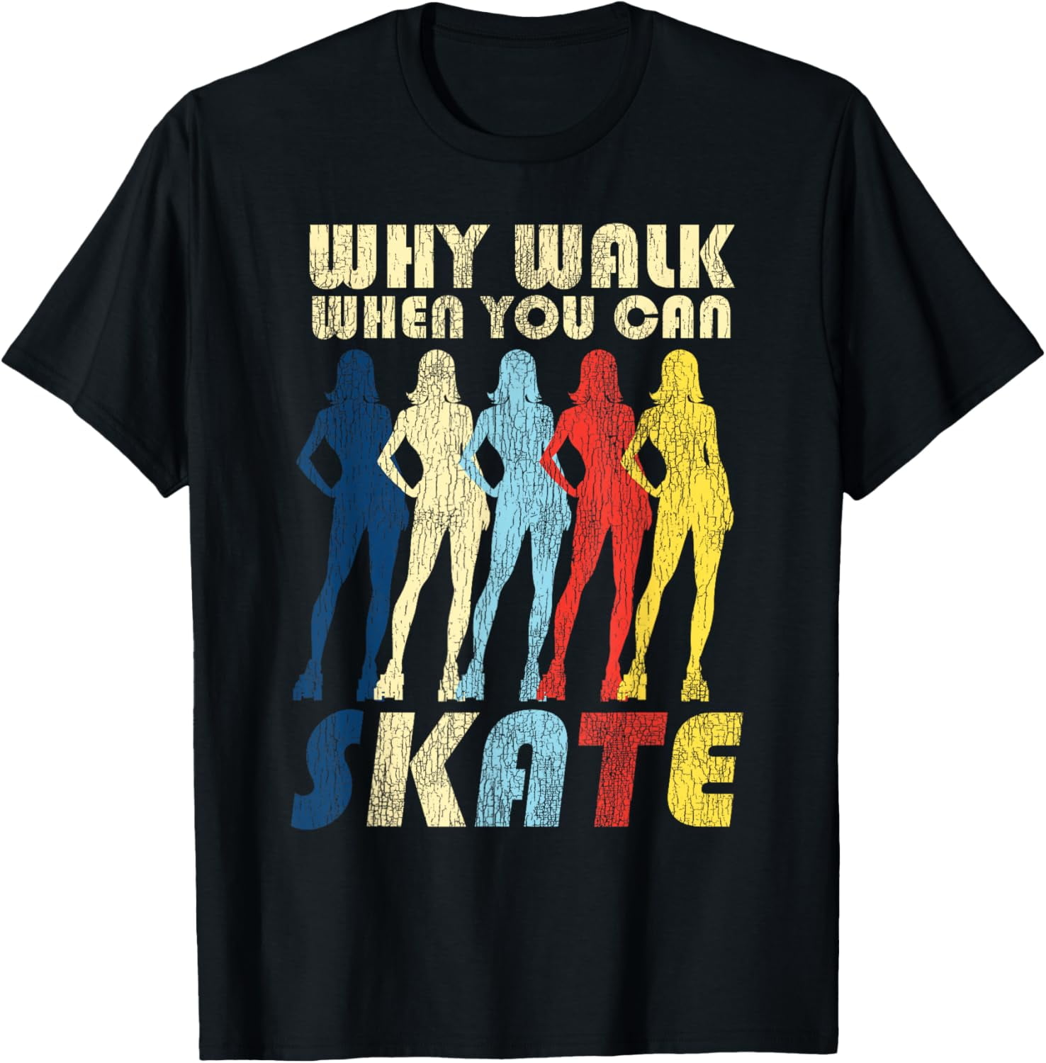 Cool Roller Skating Skate Girl 1970S Retro T-Shirt - Walmart.com