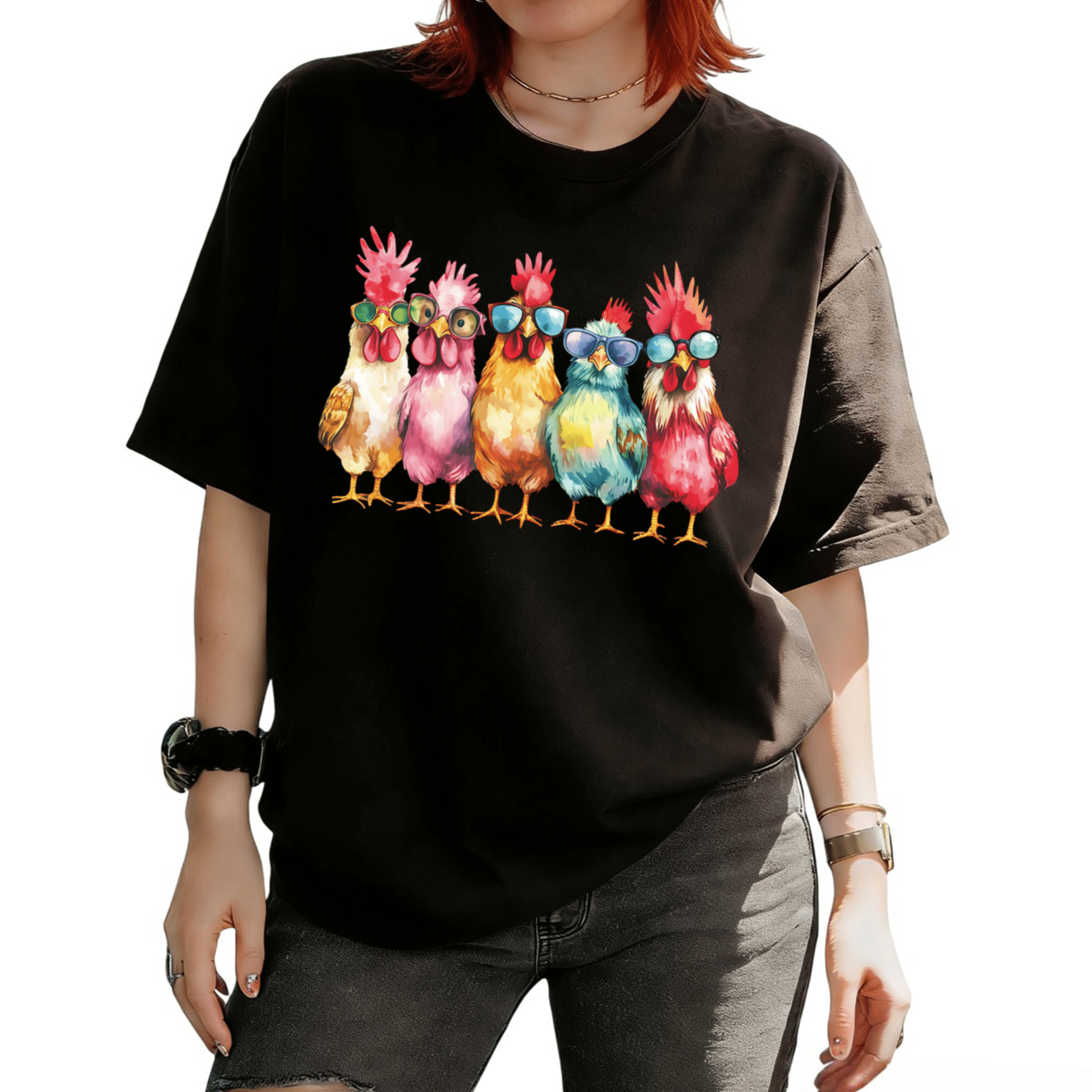 Cool Rooster Chicken Squad Watercolor Graphic Tees T-shirt Funny Farm ...