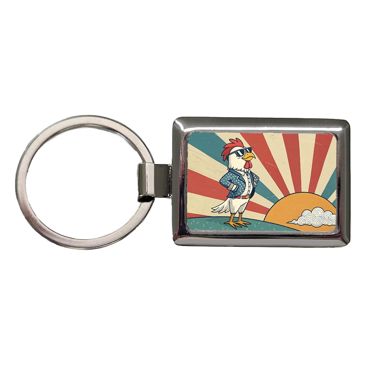Cool Rooster Chicken Wearing Sunglasses Retro Illustration Metal ...