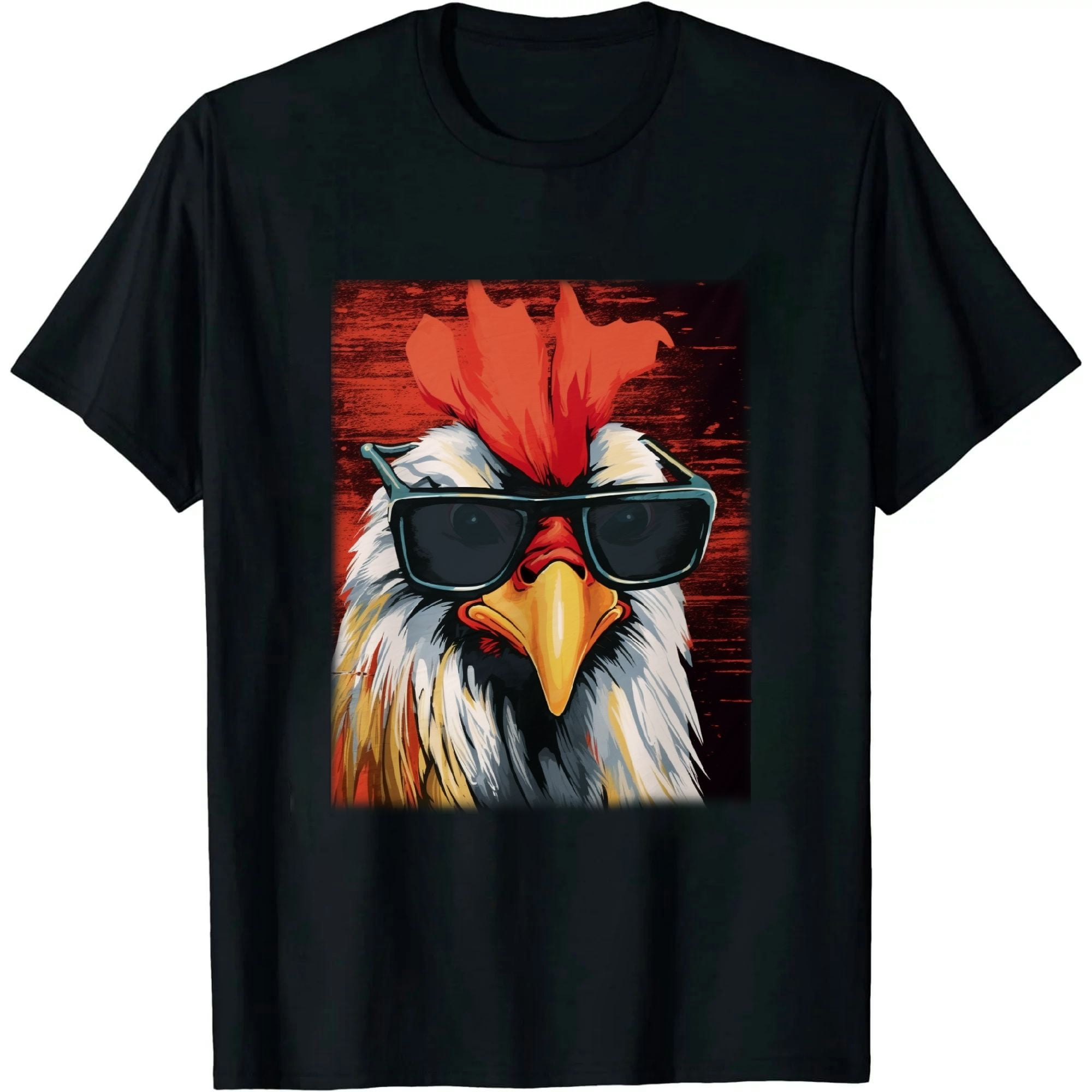 Cool Rooster Wearing Sunglasses Retro Vintage Chicken Tee T-Shirt ...