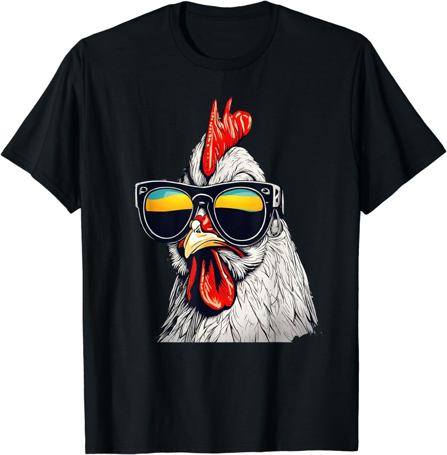 Cool Rooster Wearing Sunglasses Retro Vintage Chicken Tee T-Shirt ...