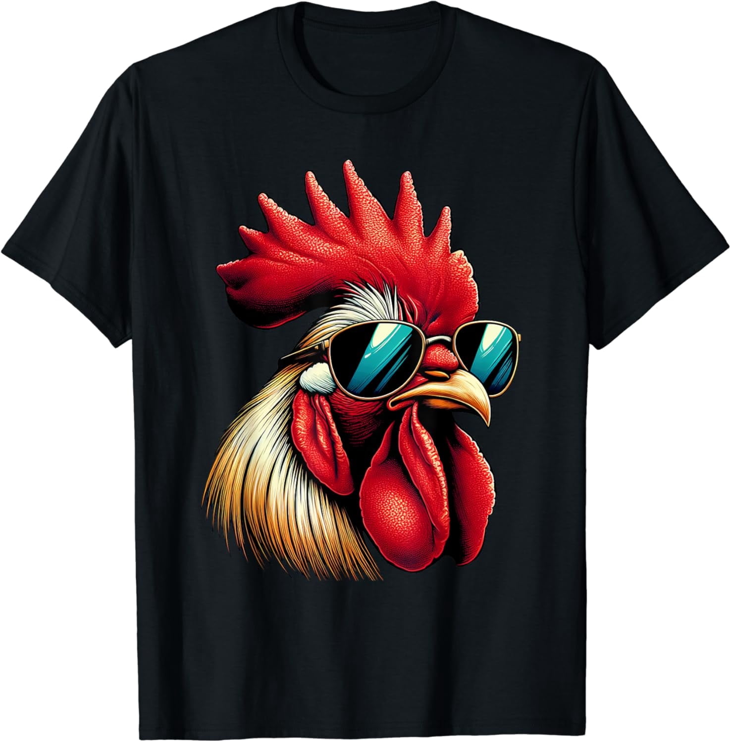 Cool Rooster with Sunglasses Graphic Tee - Funny Farm Animal Retro ...