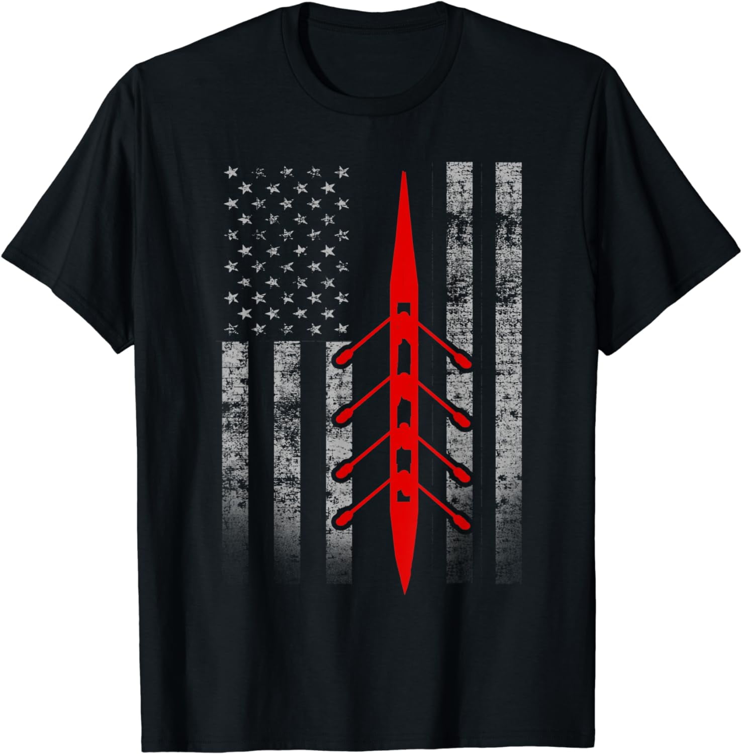 Cool Rowing Flag - Rowing Shell on American Flag T-Shirt - Walmart.com