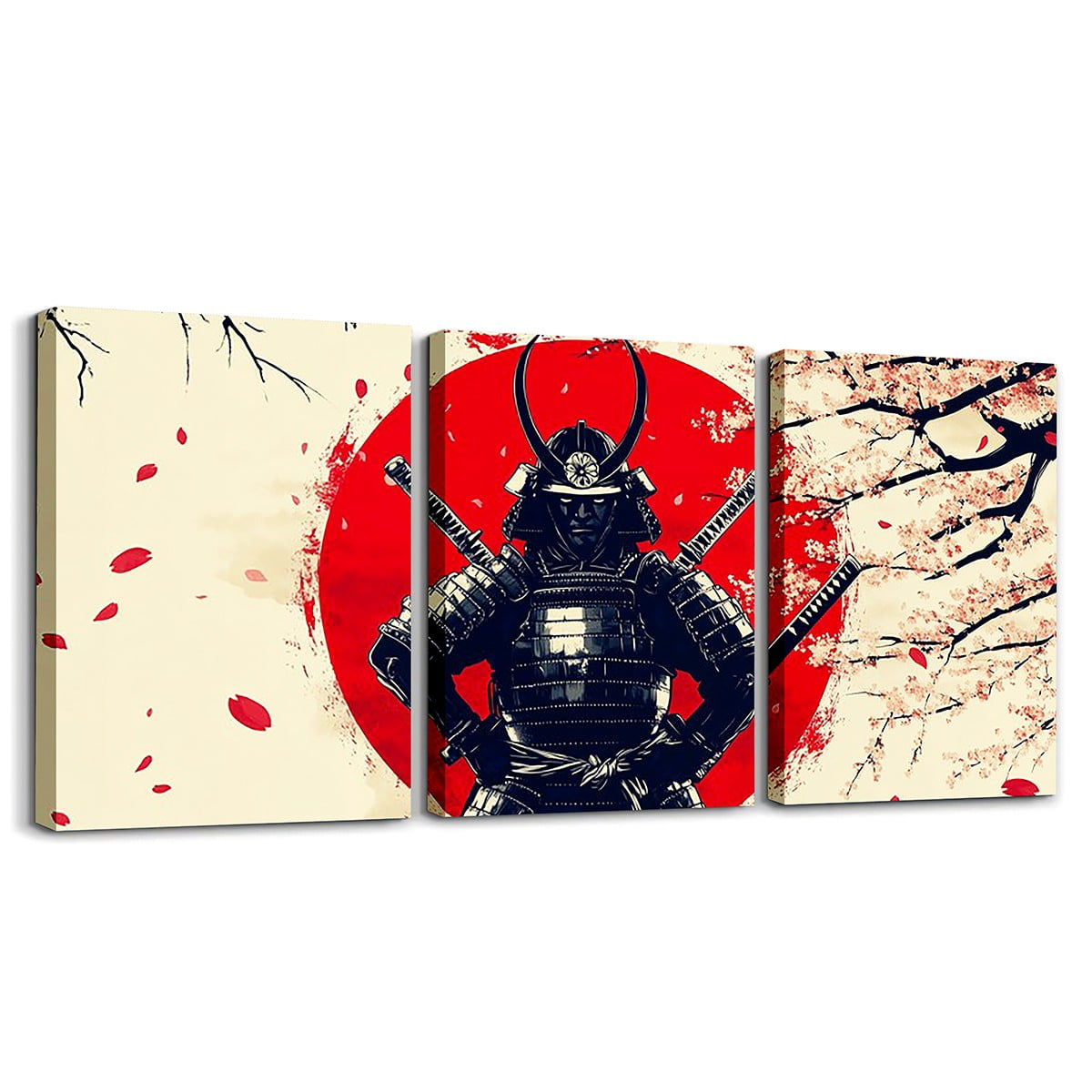 Cool Samurai Canvas Wall Art Red Sun Poster Prints Japanese Cherry ...
