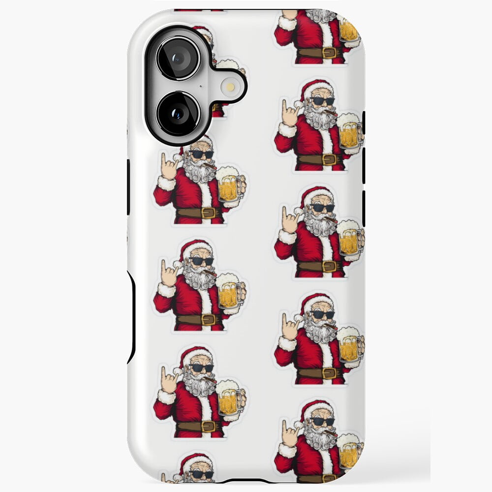 Cool SantaClaus Beeer Drinking Sticker iPhone 17 11 12 13 14 15 16 Pro ...