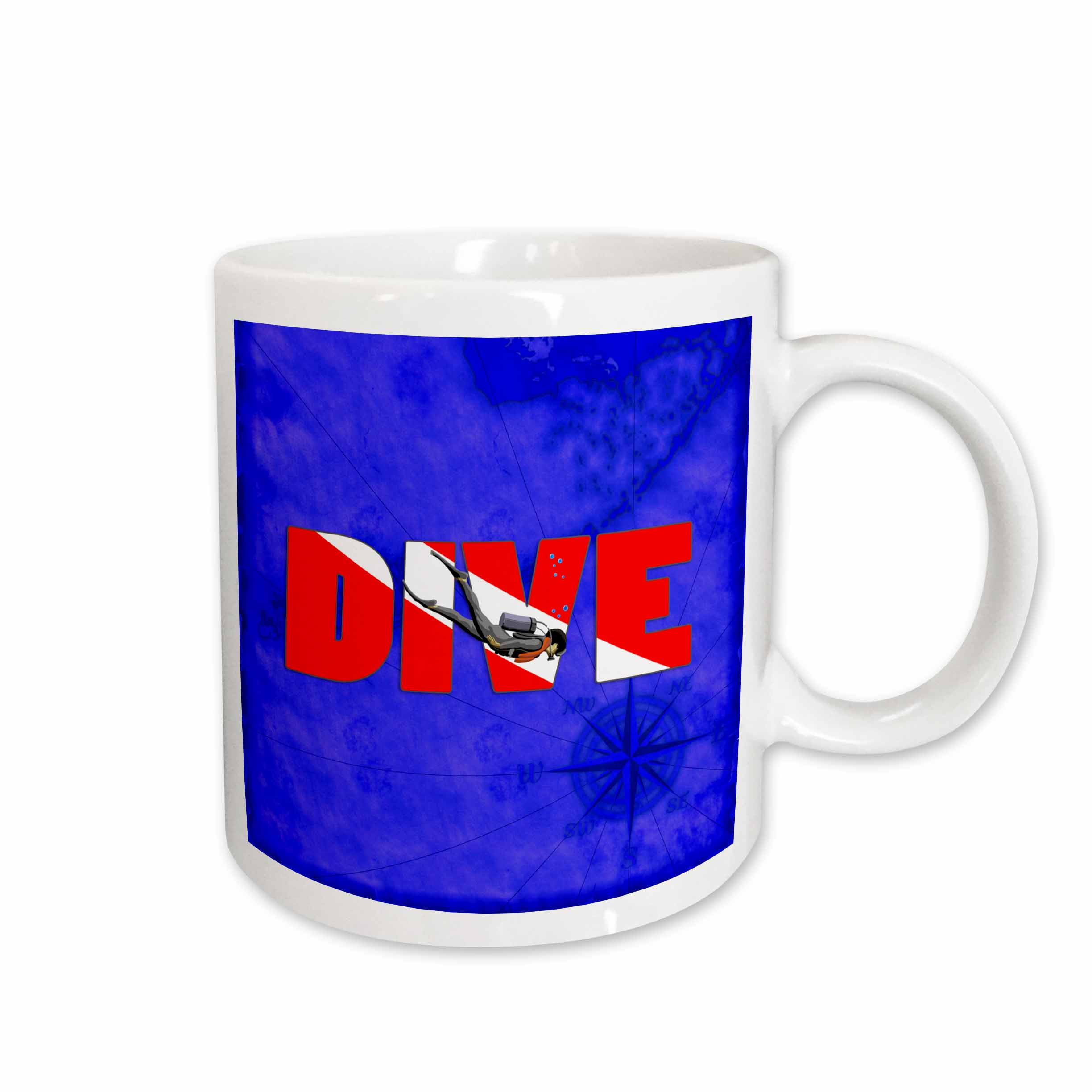 3drose, Cool Scuba Diver Graphic with Dive Flag and Nautical Chart ...