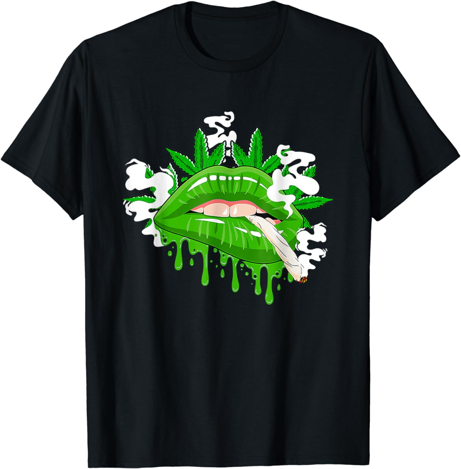 Cool Sexy Lips Cannabis 420 Marijuana Weed Pot Leaf Lover T-Shirt ...