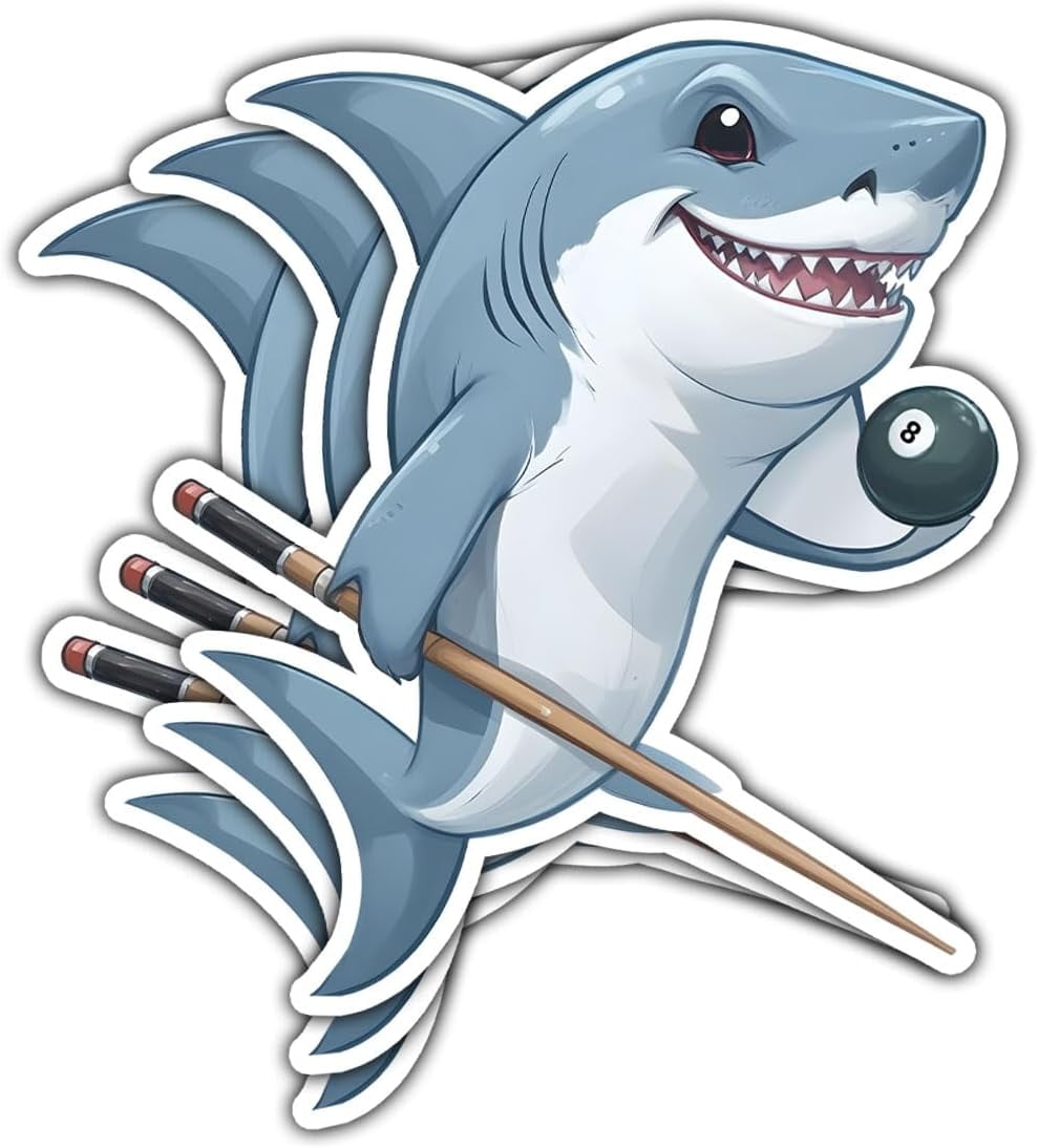 Cool Shark with 8 Ball Sticker, Pool Shark Bumper Sticker, Billiard ...