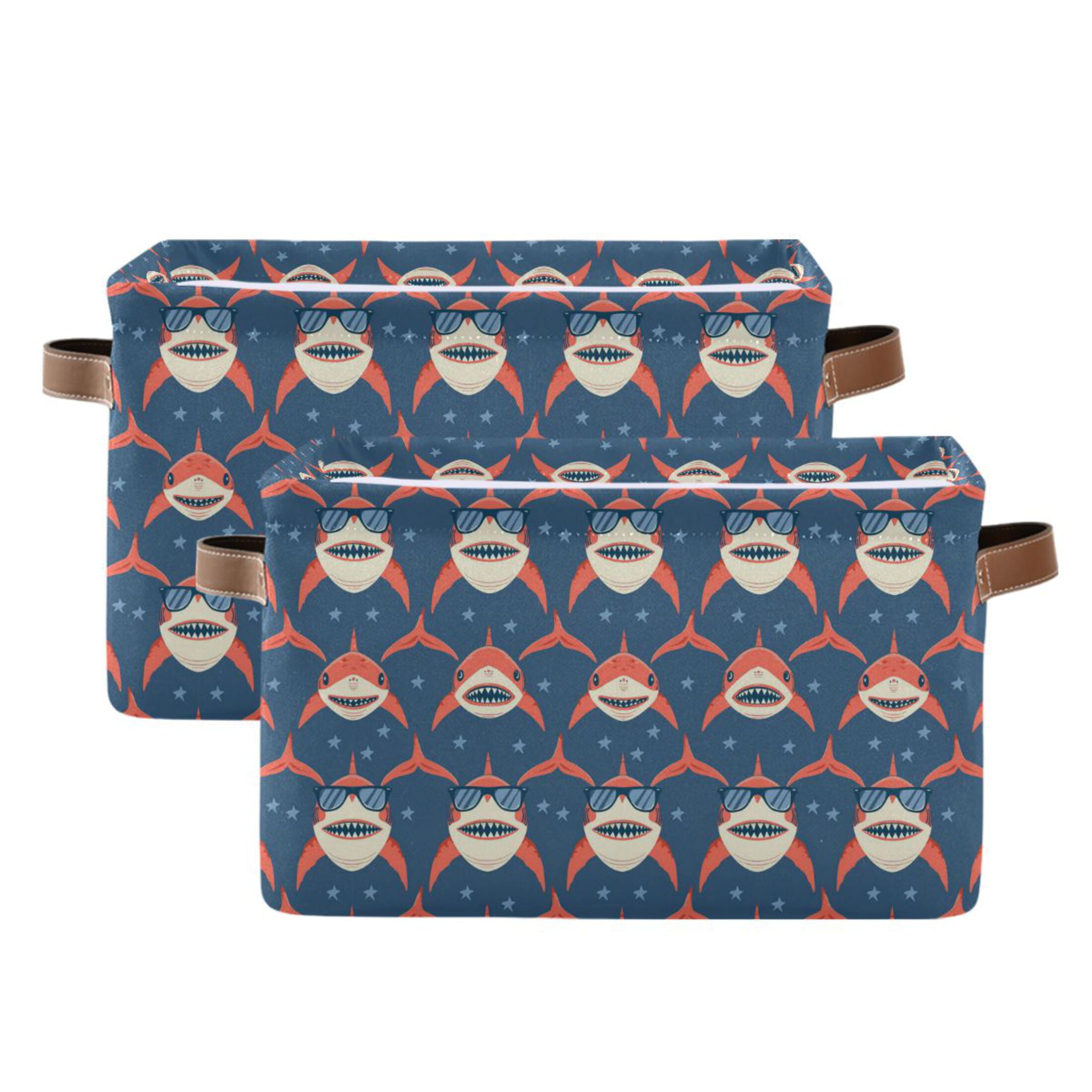 Cool Shark and Sunglasses Storage Bins with Handle Fabric Organizer ...