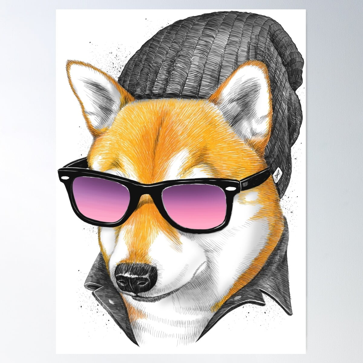 Cool Shiba inu Poster, 8x12 UNFRAMED - Walmart.com