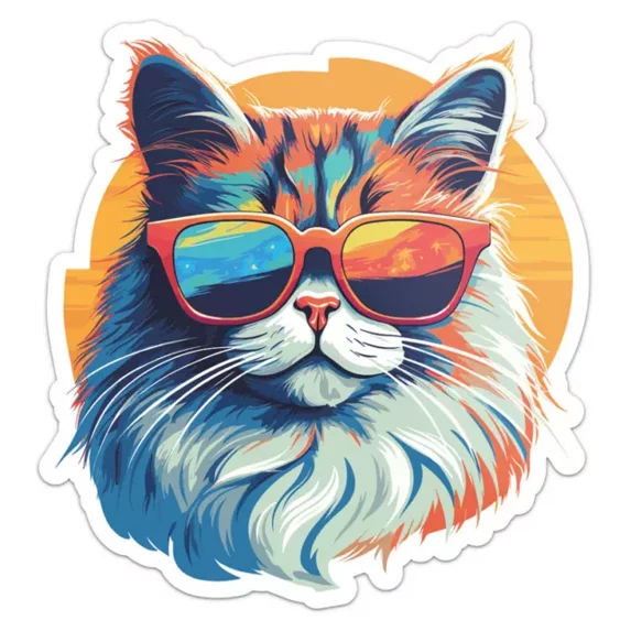 Cool Siberian Cat Sticker Phone Decal Water Bottle Stickers Car Decals ...