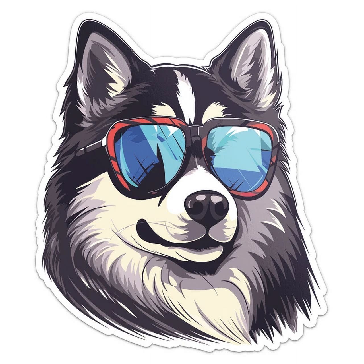 Cool Siberian Husky Dog Sticker Phone Decal Water Bottle Stickers Car ...