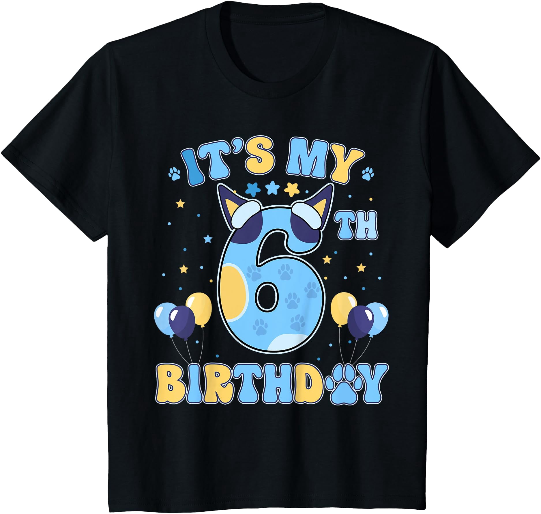 Cool Sixth Birthday Blue Dog Theme Party T-Shirt Festive Celebration ...