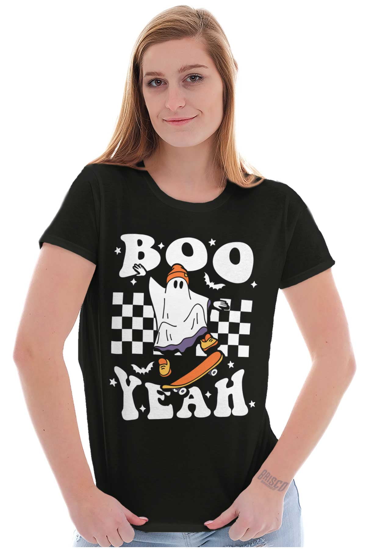 Cool Skateboarding Ghost Boo Yeah Womens Fitted Plus Size Graphic Tee ...