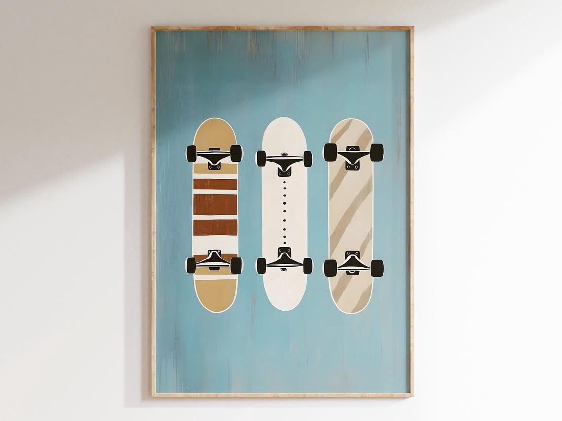 Cool Skateboards Wall Art Boys Room Printable Decor Modern Skateboard ...