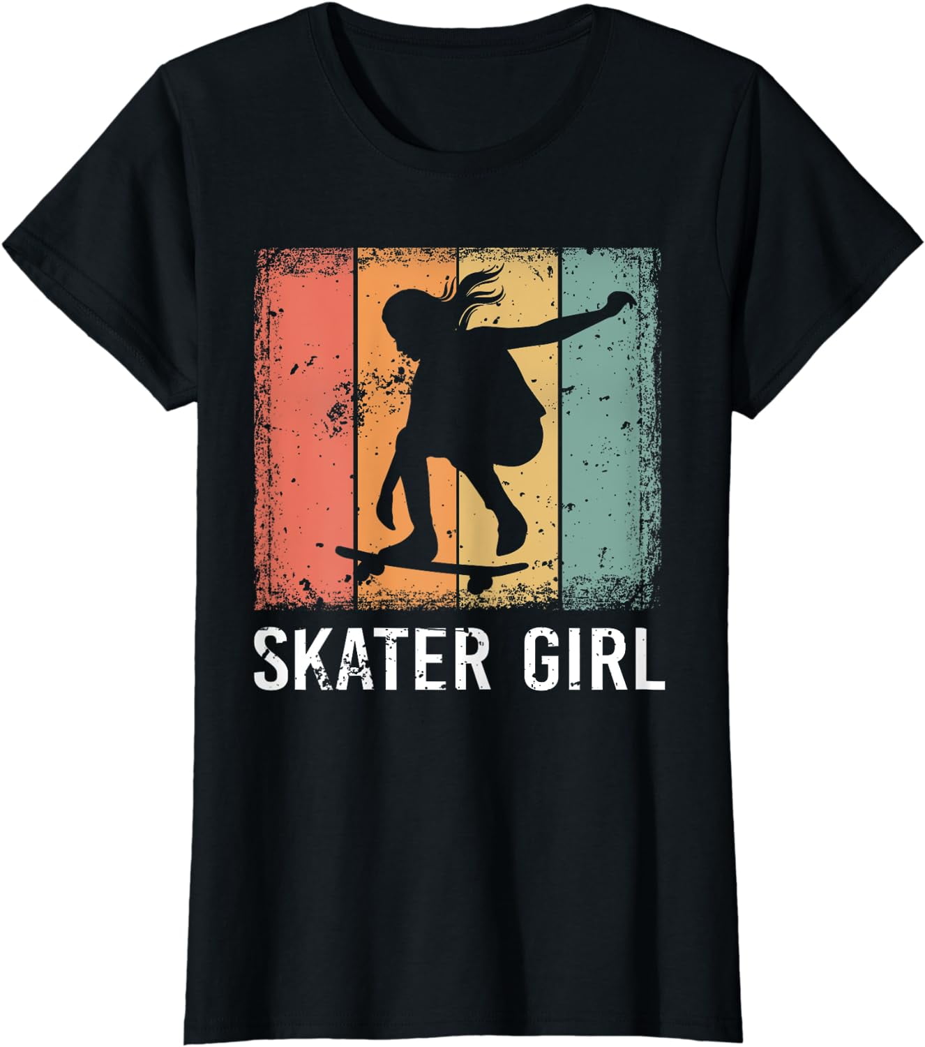 Cool Skater Art Women's T-Shirt, Skateboarding Graphic Print, Short ...
