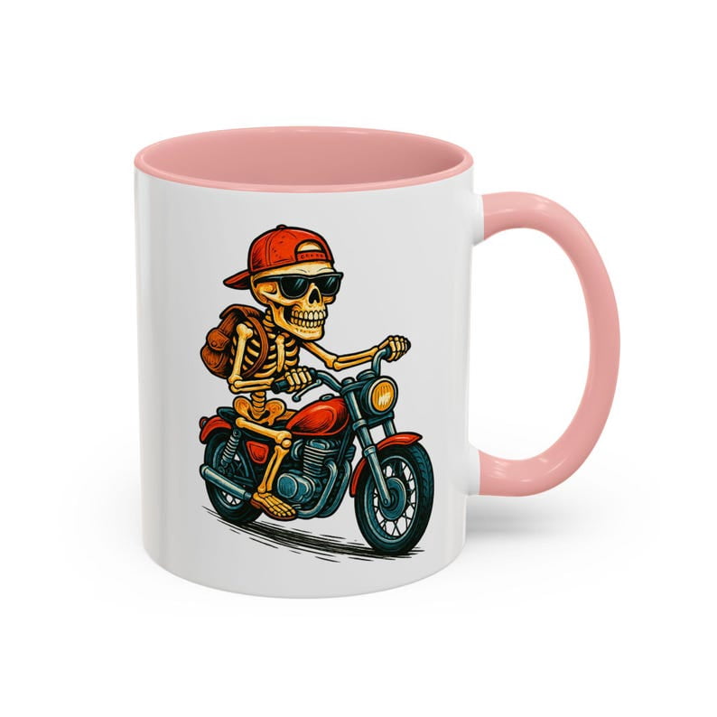 Cool Skeleton Biker Mug, Motorcycle Rider Skull with Sungla1sses and ...
