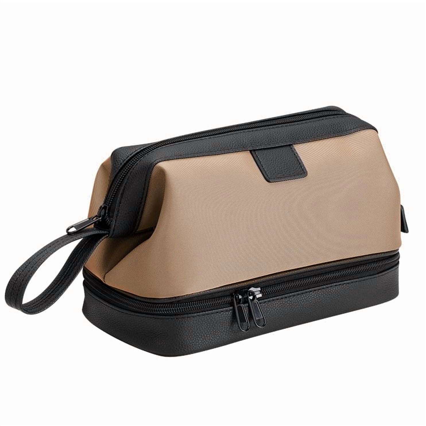 Mens Travel Dopp Kit Toiletry Bag , Wet & Dry Shower Shaving Pouch,PU ...
