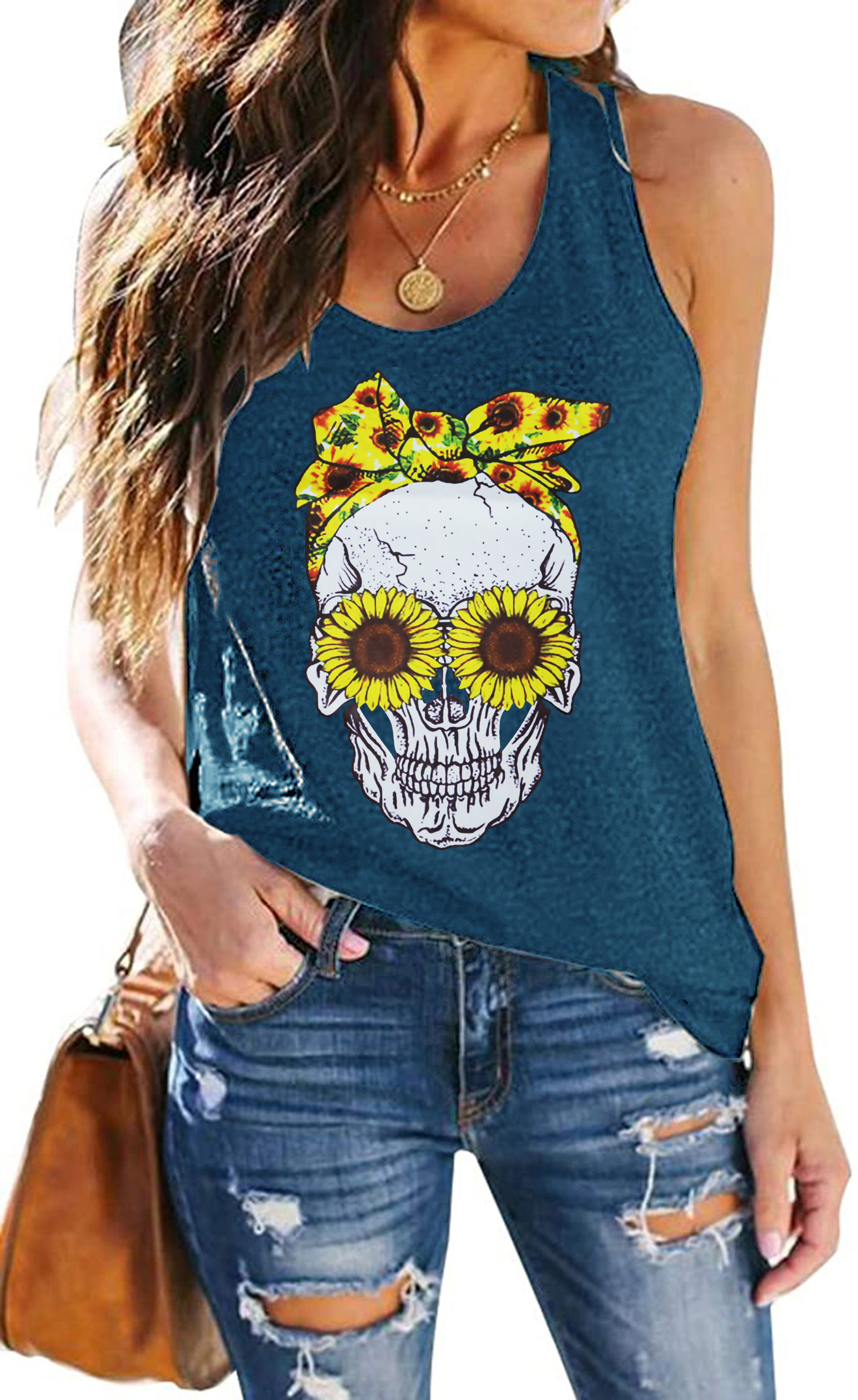 Womens Skull Back Hollow Out Slim Top - Walmart.com