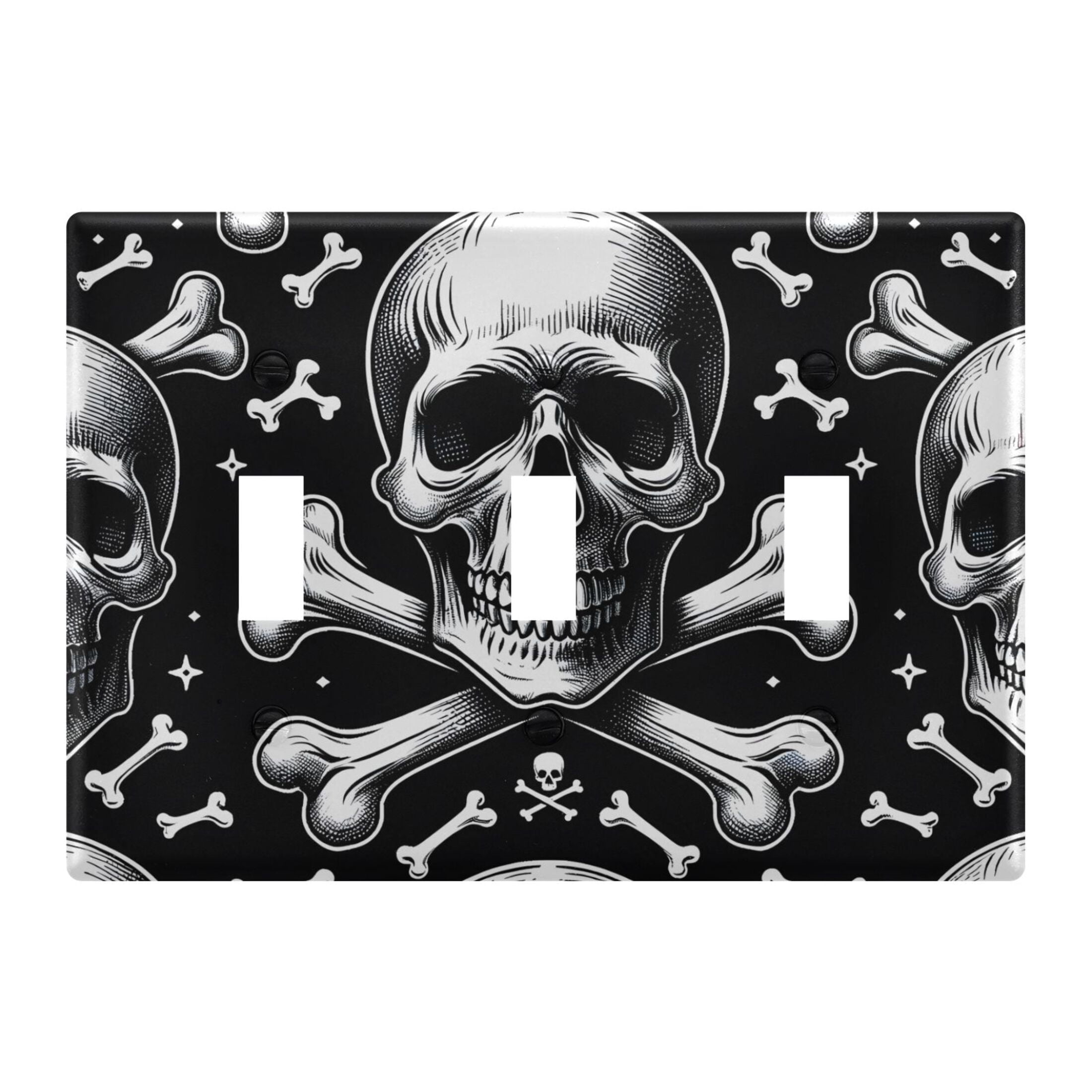 Cool Skull and Crossbones Light Switch Plate Covers 3 Gang Wall Plate ...