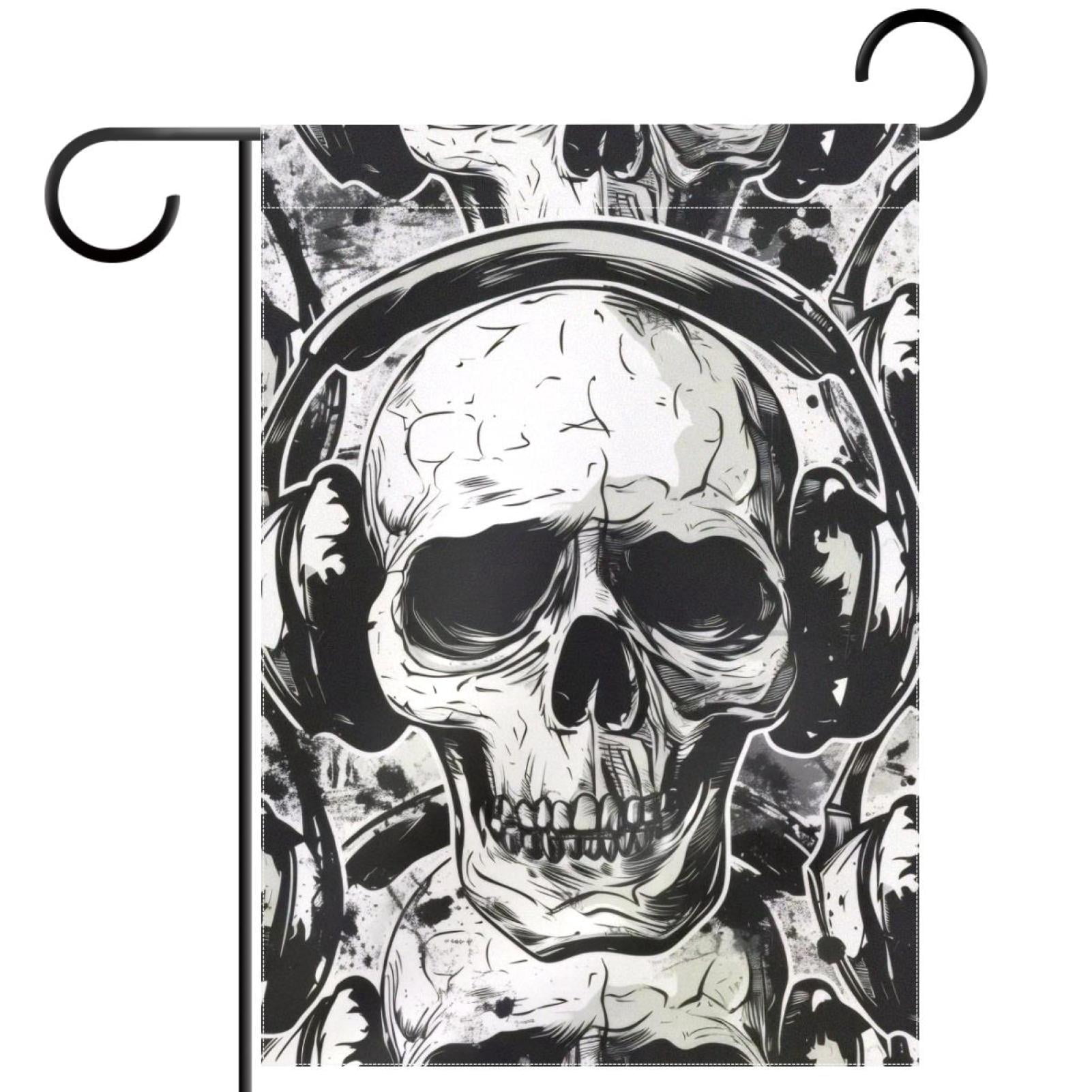 Cool Skull in Earphones Decorative Garden Flag for All Seasons, 12 x 18 ...