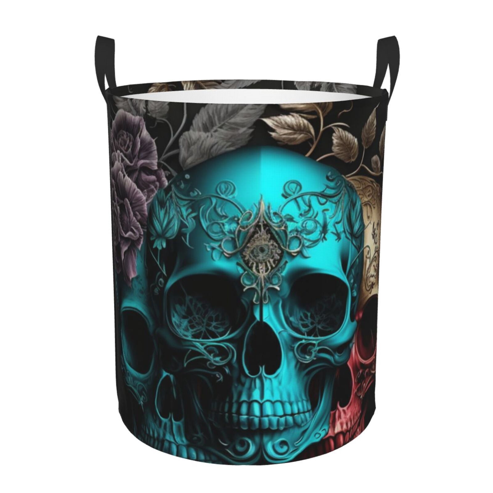 Cool Skulls Gothic Day Of The Dead Foldable Laundry Hamper with Handle ...