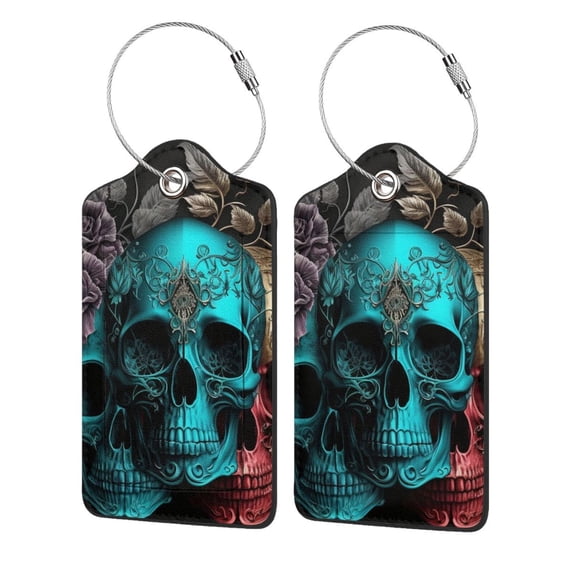 Cool Skulls Gothic Day Of The Dead Luggage Tag for Suitcase 2 Pack ...