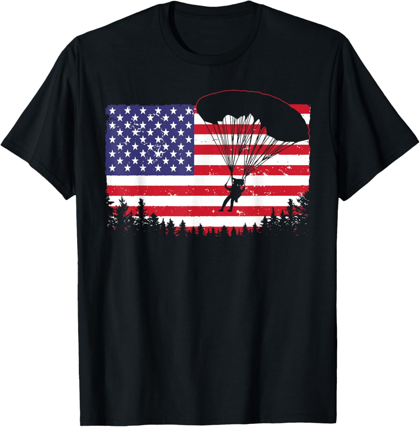 Cool Skydiving Art Men Women Skydiver American Flag Skydive T-Shirt ...