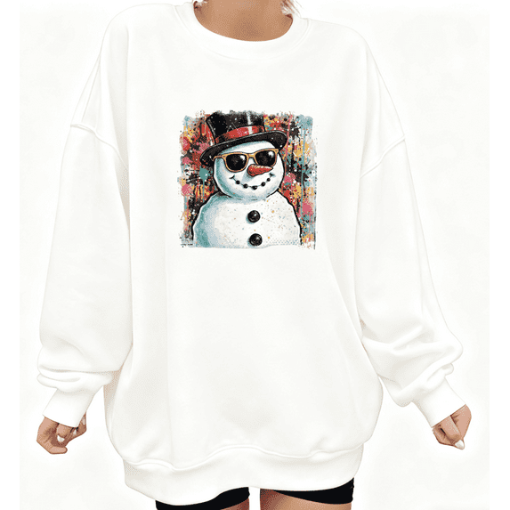 Cool Snowman Print Sweatshirt Christmas Sweatshirt White S-3XL Popular ...