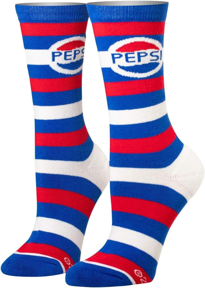 Cool Socks Pepsi Soda Crew Socks for Women, Retro Striped Logo Funny ...