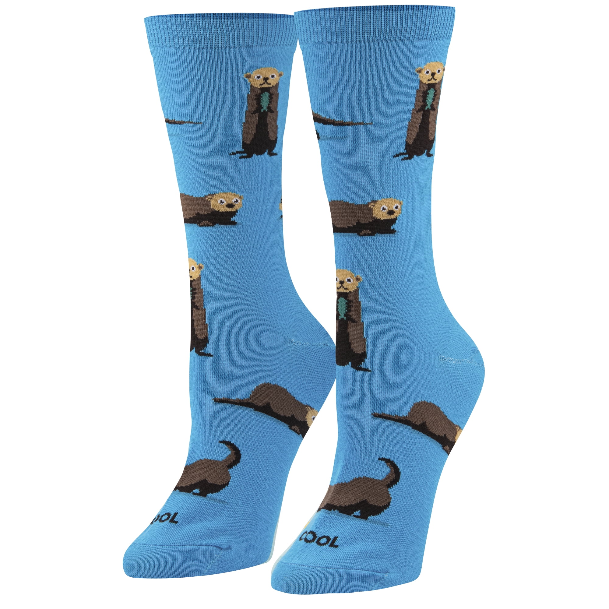 Cool Socks Sea Otters Fun Print Novelty Crew Socks for Women, Size 5-10 ...