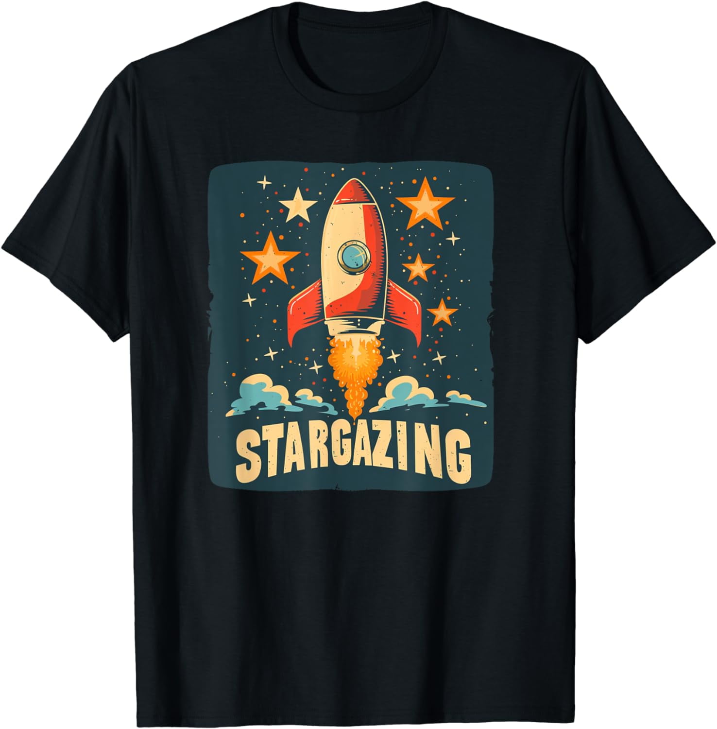Cool Spaceship with Stars and Moon for stargazing Fans T-Shirt ...