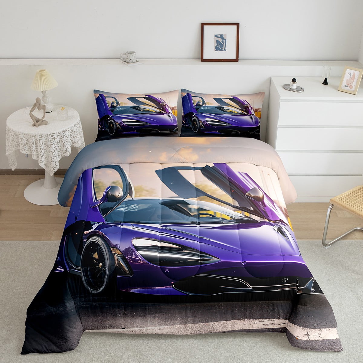 Cool Sports Car Queen Bedding Set Men Speed Race Car Comforter Set ...
