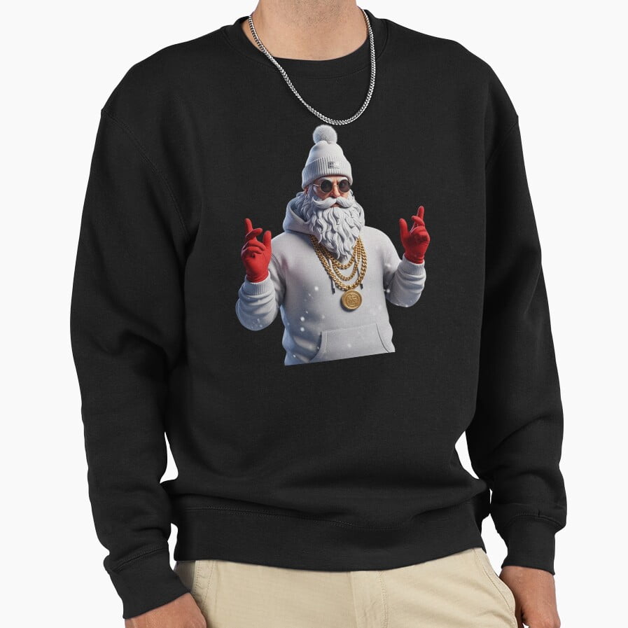 Cool St. Nick Claus In White Hoodie Modern Christmas Graphic Unisex ...