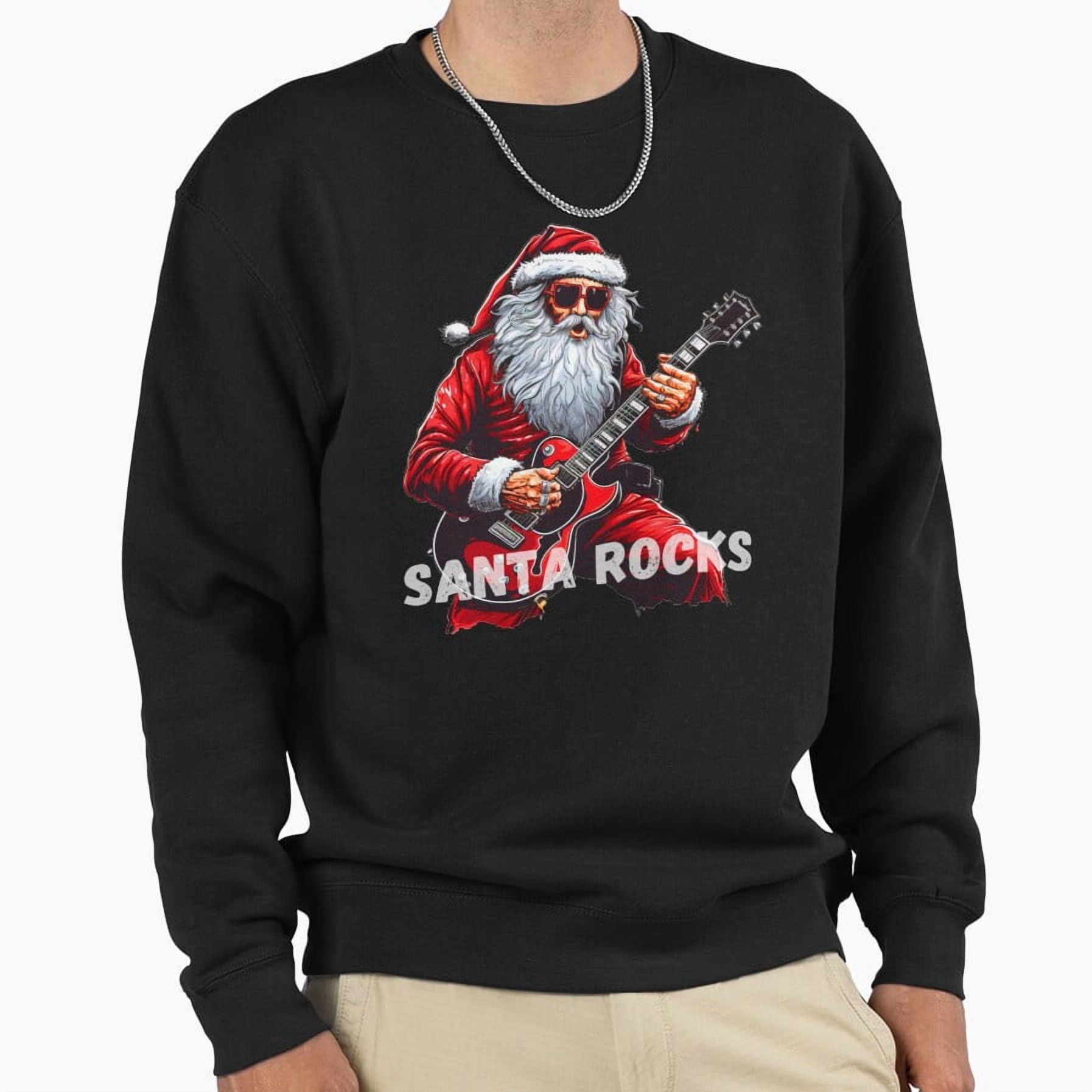 Cool St. Nick Claus Rocker Unisex Sweatshirt Sunglasses Guitar Funny ...